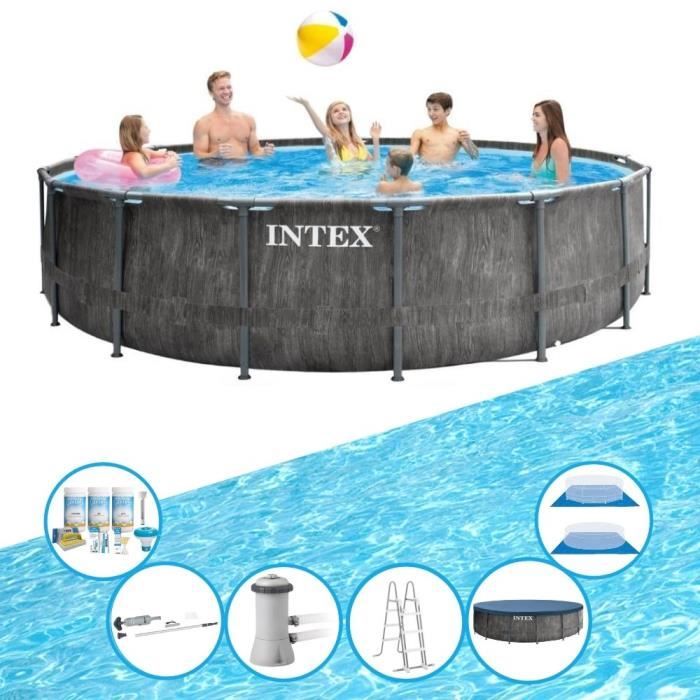 Intex Piscine Prism Frame Greywood- Plus des accessoires - 457x122 cm ...