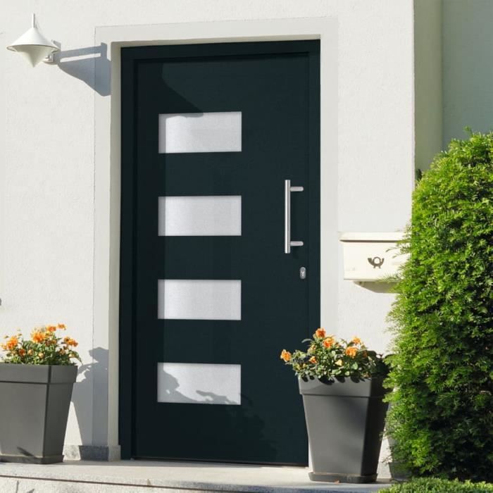 KIMISS Porte d'entrée Aluminium et PVC Anthracite 100x200 cm-CDP°15082 ...