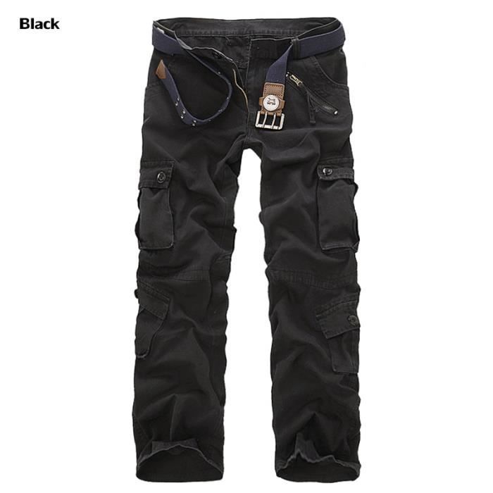 Pantalon cargo homme - militaire multi poches pour jogging camouflage - RF55XW Black - Cdiscount ...