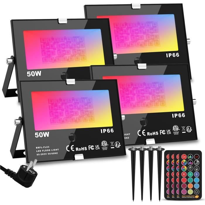 Projecteur Led Rgb 50W, Dimmable Couleur Projecteurs Avec Télécommande ...