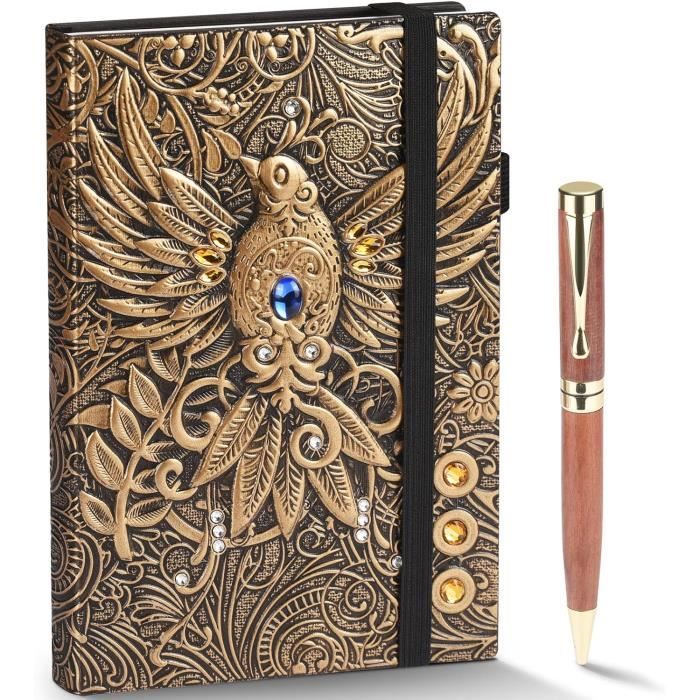 Carnet de Voyage avec Stylo, Phoenix Carnet de Note en Cuir avec 200 ...