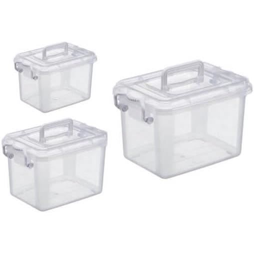 Ensemble de 3 boîtes de rangement avec couvercles et poignées à grosses ...