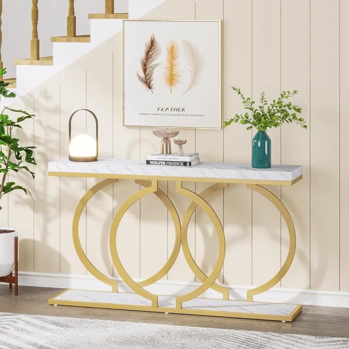 Tribesigns Table Console dorée de 140 cm, Table d'entrée Moderne avec ... Tribesigns Table Console dorée de 140 cm, Table d'entrée Moderne avec ...