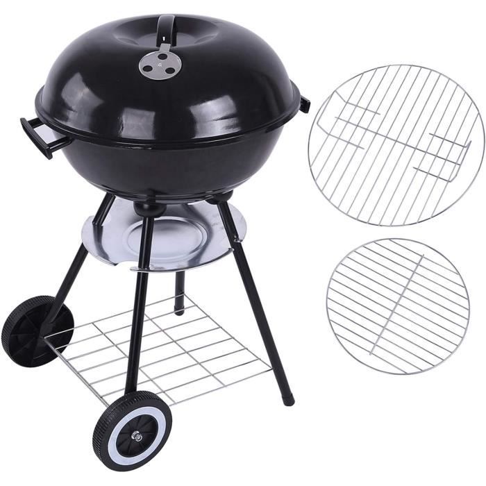 44X44X72cmBouilloire Barbecue Avec Couvercle, Ronde Bbq Grill Avec Roue Et Tablette, éMail ...