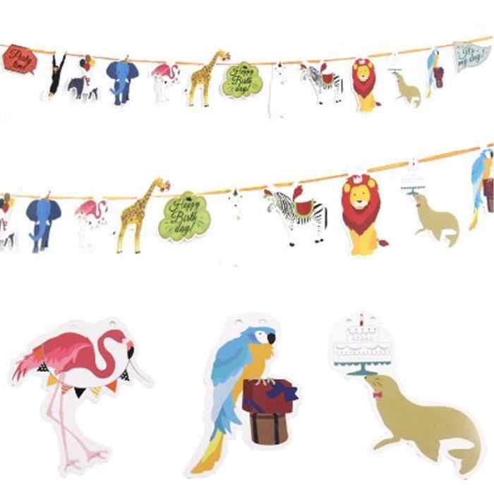 Support A Decorer JMJNJ joyeux anniversaire papier drapeau des animaux ...