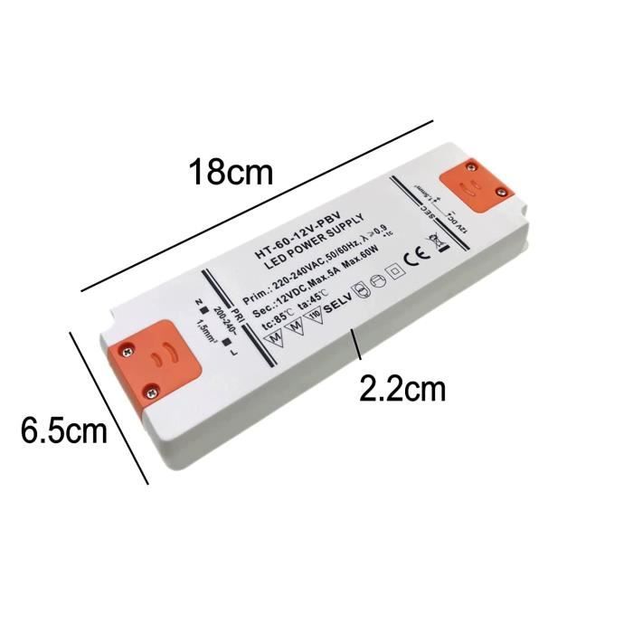 Alimentation LED 12V transformateur pour lampes à LED, driver LED 60W ...