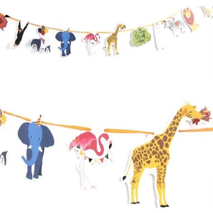 Support A Decorer JMJNJ joyeux anniversaire papier drapeau des animaux ...