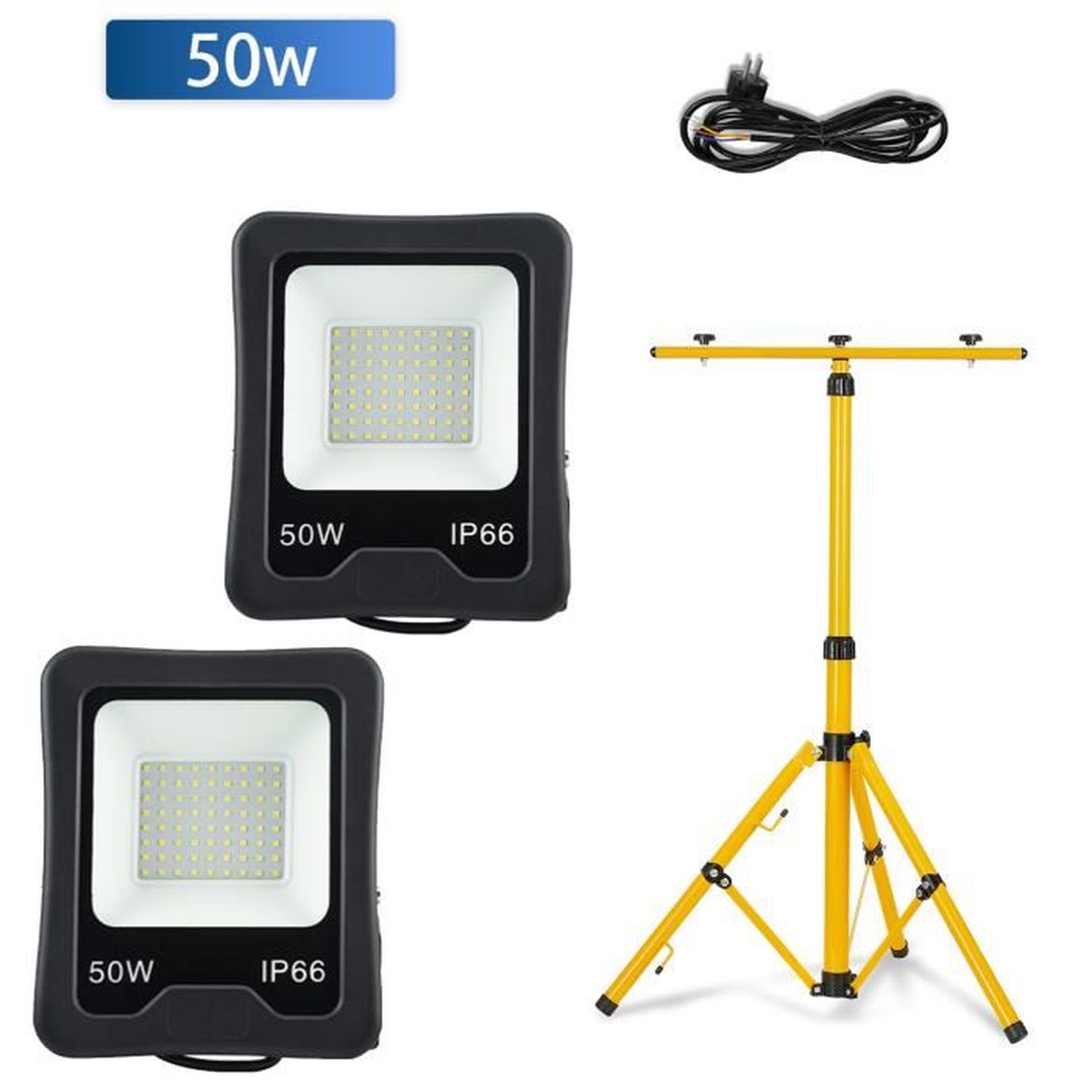 AUFUN 2x 50W LED Projecteur super lumineux IP66 étanche blanc froid LED ...