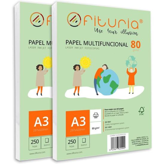 Ramette de papier A3 - EDILIQ - 500 feuilles - 80 g/m² - 297x420 mm ...