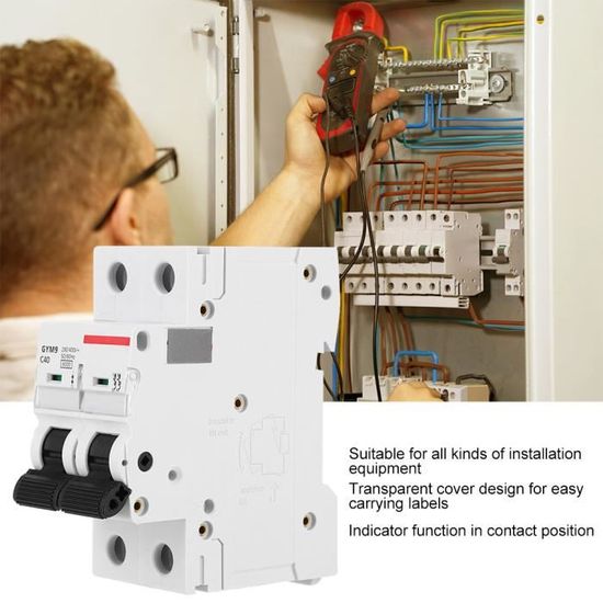 Cikonielf Disjoncteur de courant résiduel Disjoncteur GYM9-C65 2P 230/400V 50/60Hz IP20 ...