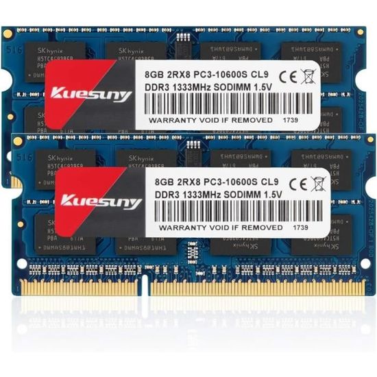 16Go Kit (2X8Go) Ddr3 Mémoire Ram 1333Mhz Pc3-10600S Sodimm Memory ...