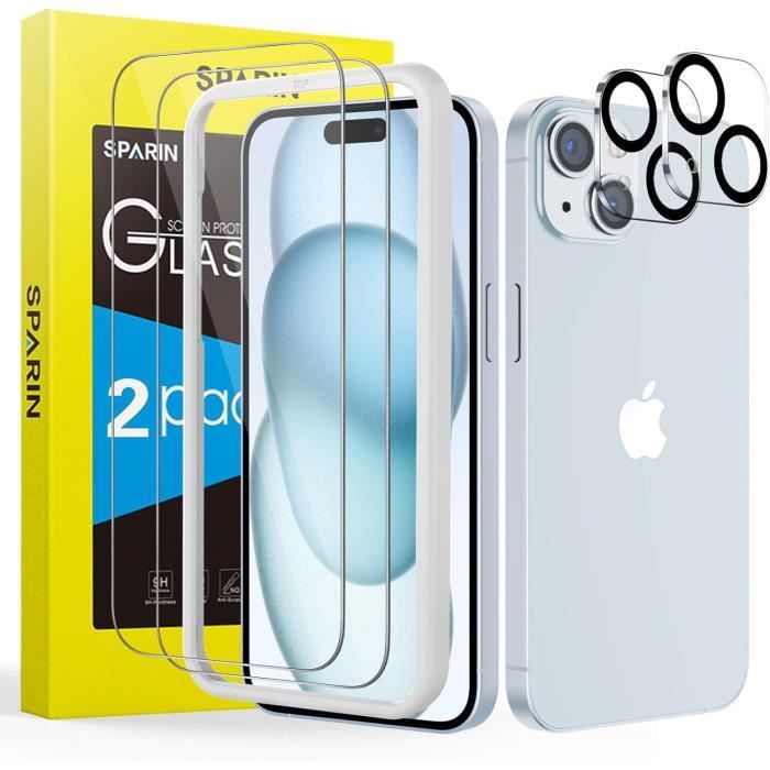 Verre Trempé pour iPhone 15 6.1 Pouces, Contenir 2 Protection écran et ...