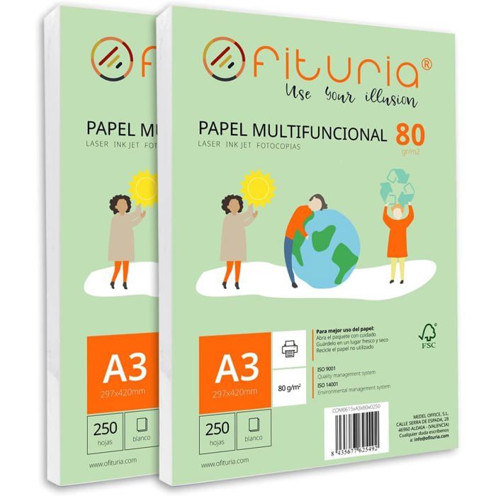 Ramette de papier A3 - EDILIQ - 500 feuilles - 80 g/m² - 297x420 mm ...