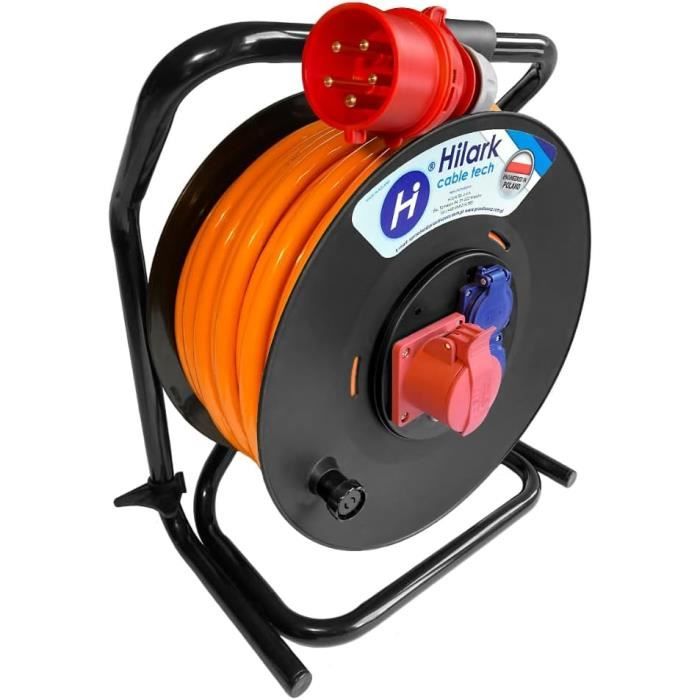 Professionnelle Enrouleur Cable Electrique H07BQ-F 5x4 mm2 Orange 15m ...