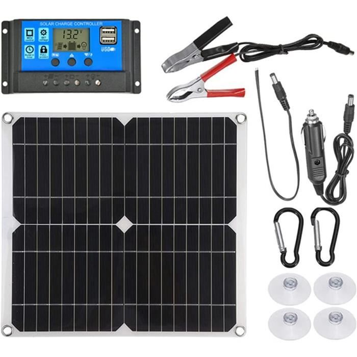 100W 20V Kit Panneau Solaire Monocristallin Contrôleur Solaire Portable Monocristallin avec 2 ...