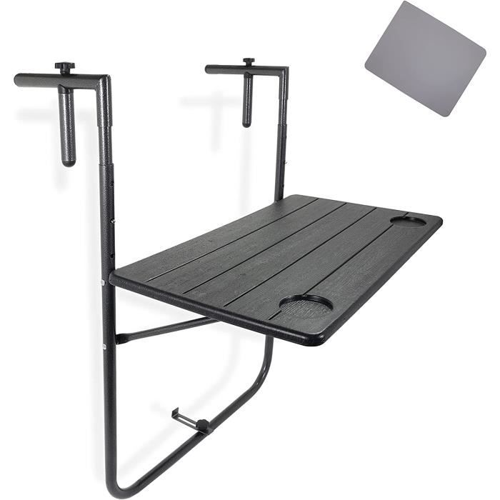 Table de Balcon Suspendue rectangulaire - Hauteur réglable - Pliable et ...