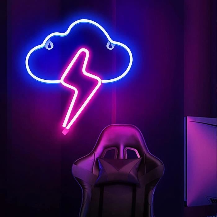 Nuage Foudre Neon Mural, Enseignes Néon Pour La Décoration Murale, Neon ...