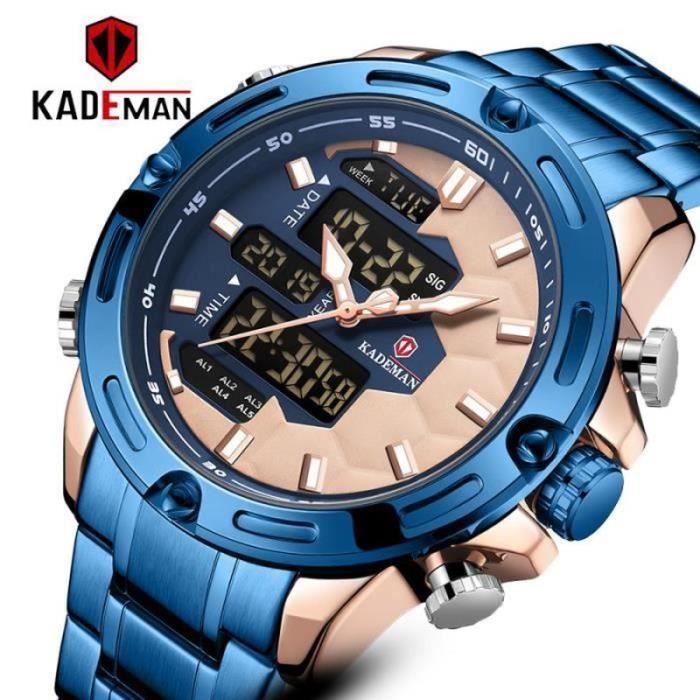 MONTRE BRACELET Hommes montre de luxe en acier plein LED montre de ...