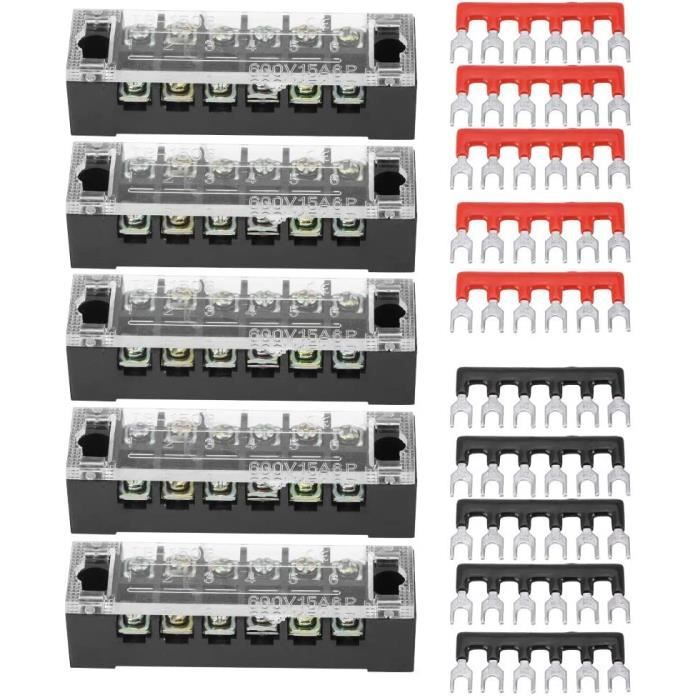 Bornier à vis bornier à vis double rangée 6 positions 600V 15A bornier ...