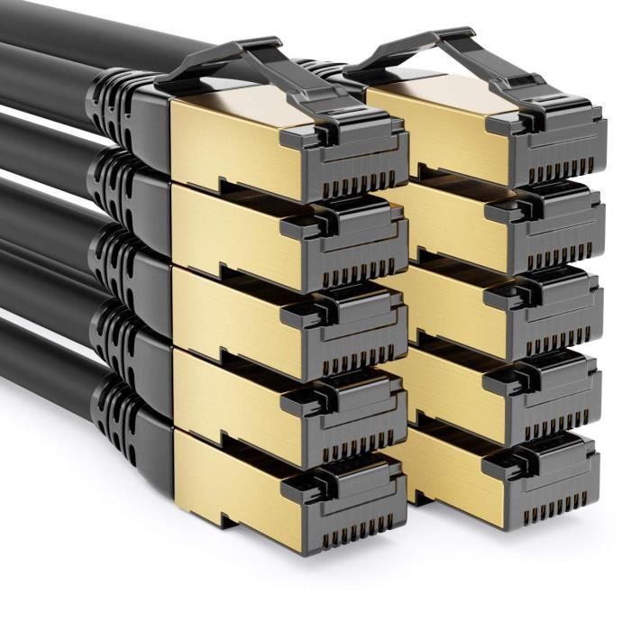 10X 2M Câble Patch Cat8.1 Câble Réseau Câble S-Ftp Pimf 2000 Mhz 40 Gbit Rj45 Lan Dsl Câble Cat ...