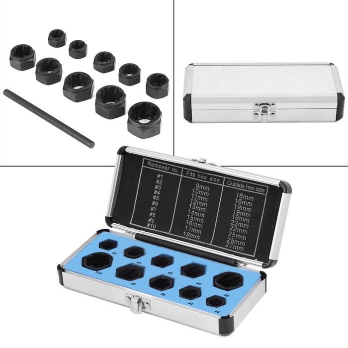 Cikonielf Extracteur de boulon Outil de verrouillage de la douille d'extracteur d'écrou 11pcs ...