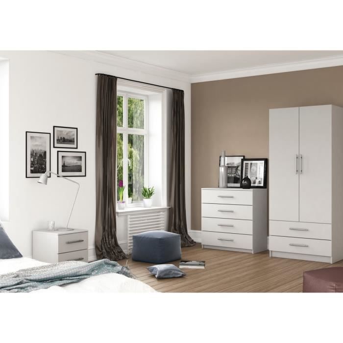 WASHINGTON Commode 80 cm - 4 Tiroirs - Blanc perle - Cdiscount Maison