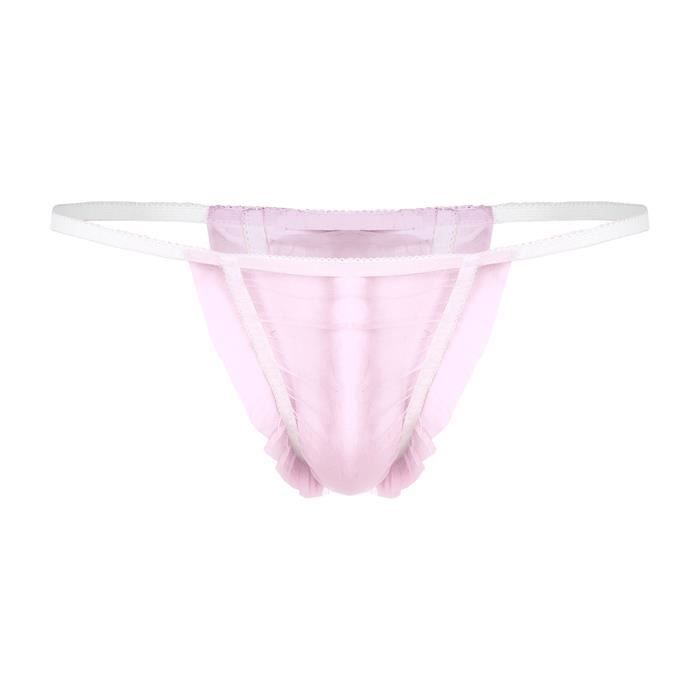 Iixpin String Homme Sexy Transprent Sissy Sous Vêtement Taille Basse