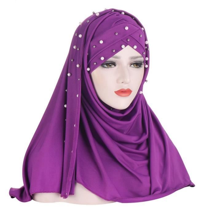 Foulard en coton musulman uni hijabs avec châles et enveloppes de ...