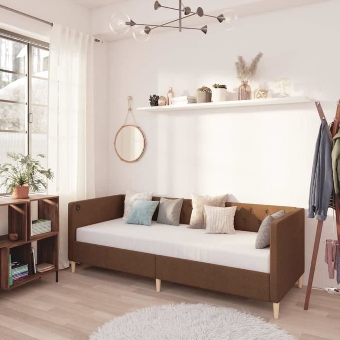 Lit Banquette 2 en 1 90x200cm, Structure de lit rembourré Lit Canapé ...