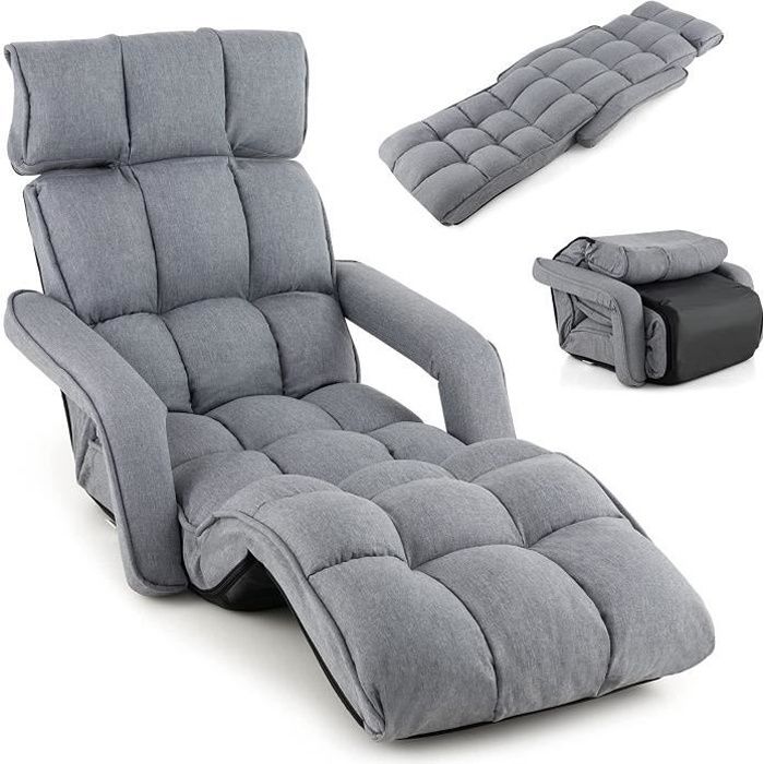 RELAX4LIFE Chaise de Sol Rembourré Réglable en 6 Positions avec Appui ...