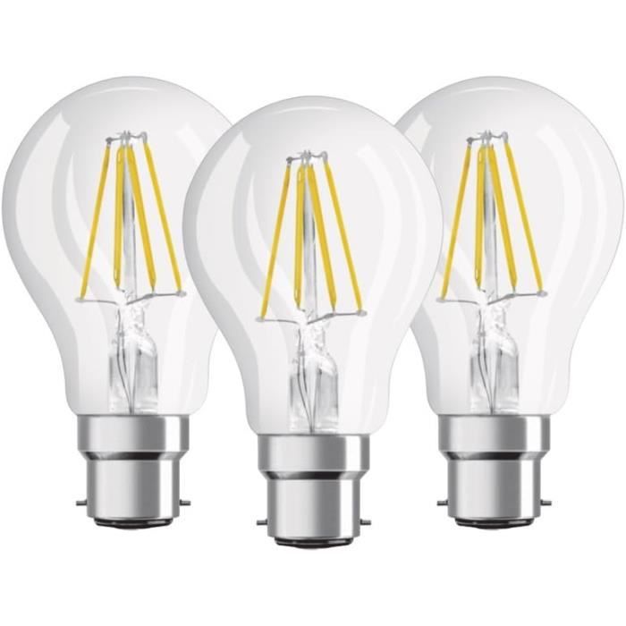 Lot De 3 Ampoules Led Filament Standard Culot B22 7 W Equivalent 60 W Blanc Chaud 2700K[J64 ...