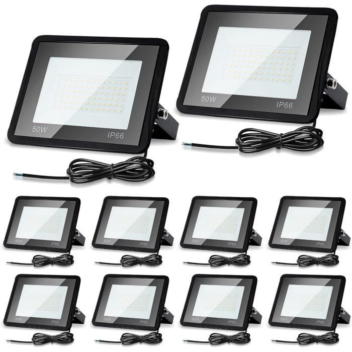 Projecteur Led Exterieur 50W 6000K Blanc Froid 4250Lm, 10 Pack Spot Led ...