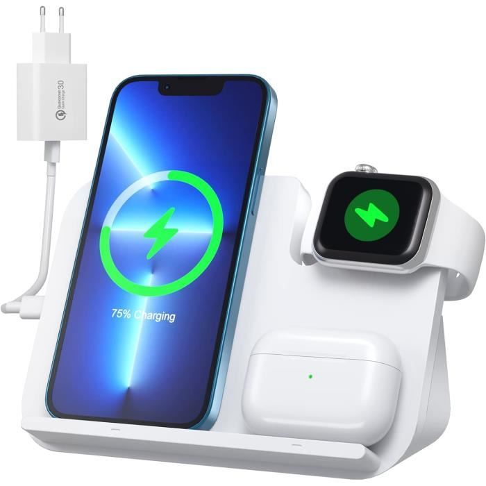 3 En 1 Chargeur Sans Fil,15W Universel Qi Rapide Recharge Wireless ...