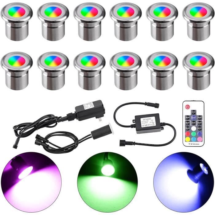 Lot De 12 Spots Encastrables Pour Terrasse - Rgb - Ip67 - Étanche ...