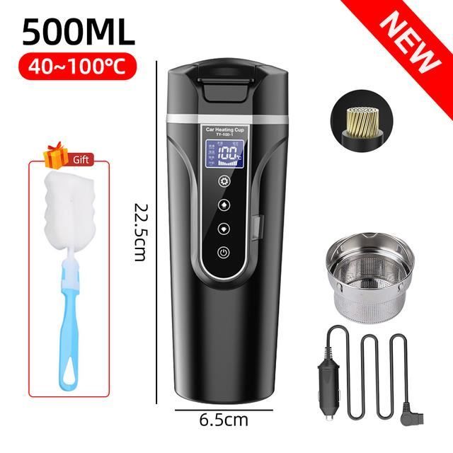 BOUILLOIRE ELECTRIQUE,New 500ML Set--Bouilloire Électrique En Acier Inoxydable, 12v-24v, Avec ...