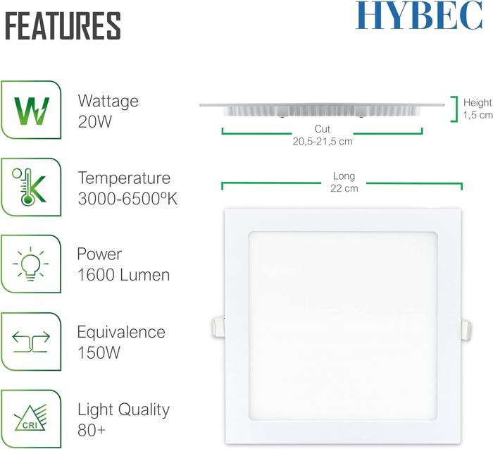 HYBEC- Spot LED Carré EncastrabléSpot LED Encastrable Downlight Carré ...