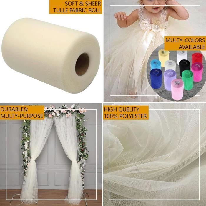 Tulle,Rouleau de Mariage en Tulle, 6 inch x 100 Yard Tulle Bobine ...