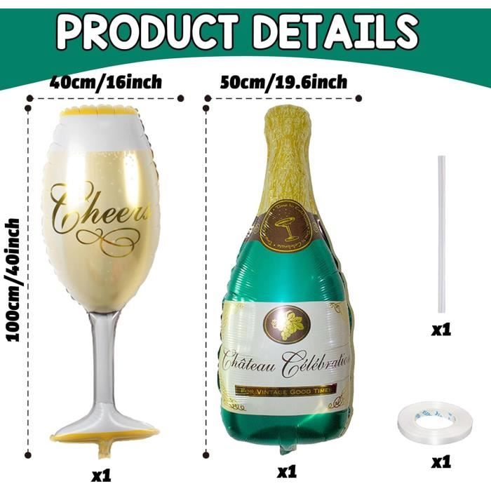 Ballon À Champagne, Bouteille De Champagne Et Verre À Vin En Feuille ...