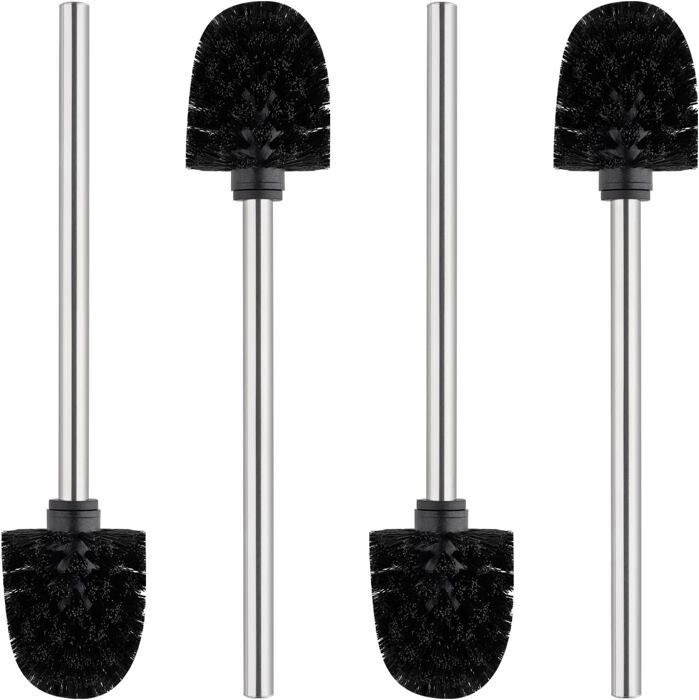 Noir M34155, Brosse WC Classique 4 Pièces, Manche en Acier Inoxydable, Tête de Brosse Noire 8CM ...