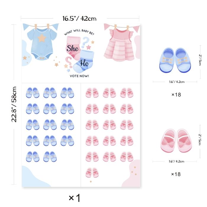 Baby Gender Reveal Board Game 144 Fille Garçon Autocollants de vote ...