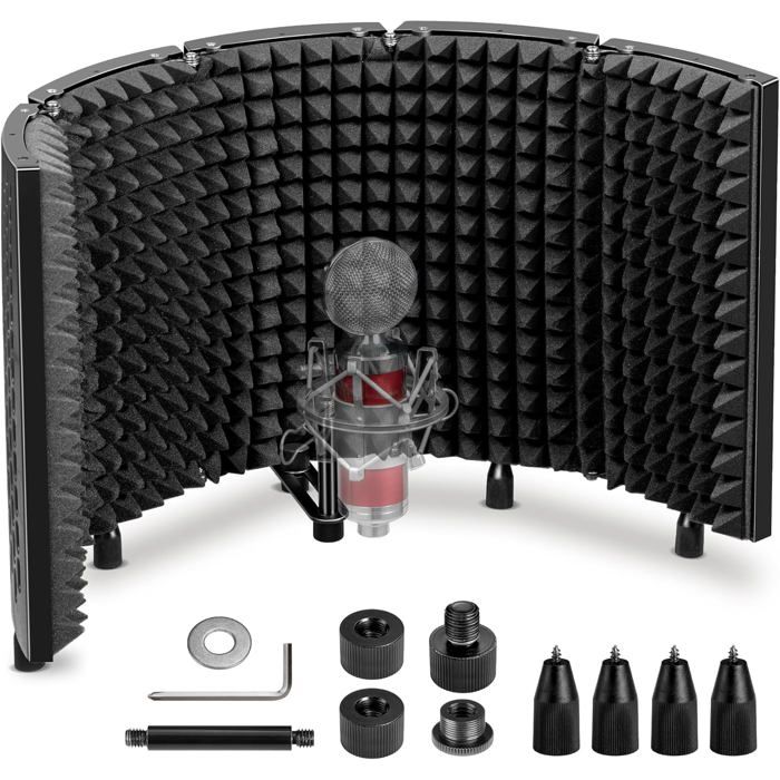 CAHAYA Isolation acoustique à 5 panneaux - Microphone réglable à 180 ...