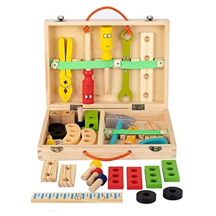 Docteur G4Y70 Outil en bois jouet boîte à outils jouets de construction ...
