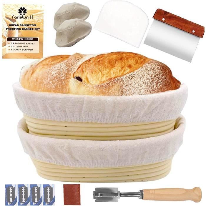 Lot de 2 paniers à pain ovales de 25,4 cm pour banneton à pain – Bol à ...