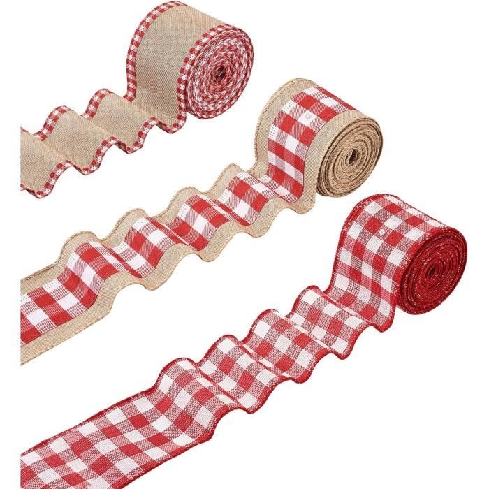 Rouleau De Ruban Écossais En Polyester Et Chanvre - Rouge Et Blanc - 6 ...