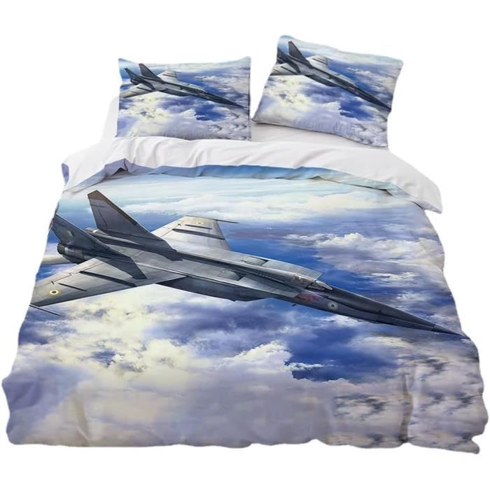 [J188]200x200cm-Housse De Couette 3D Avion De Chasse Militaire Ciel ...