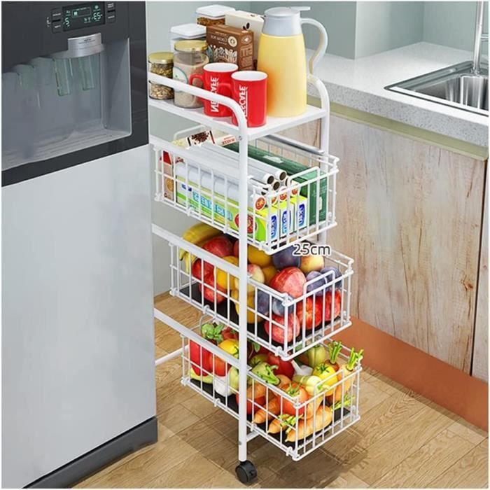 Desserte À Roulettes, Étagère Roulante, Chariot De Rangement,3 Niveaux ...