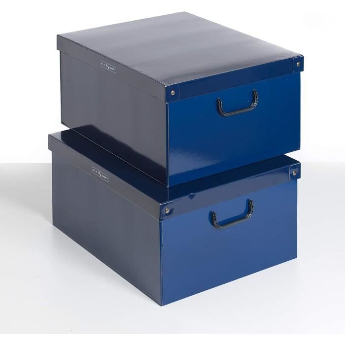 Lot de 2 boîtes de rangement en carton, avec couvercle, pour ranger ...