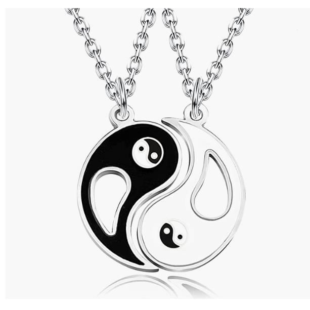 Collier Yin Yang Collier BFF d'Amitié Couple pour Femme Homme Acier ...
