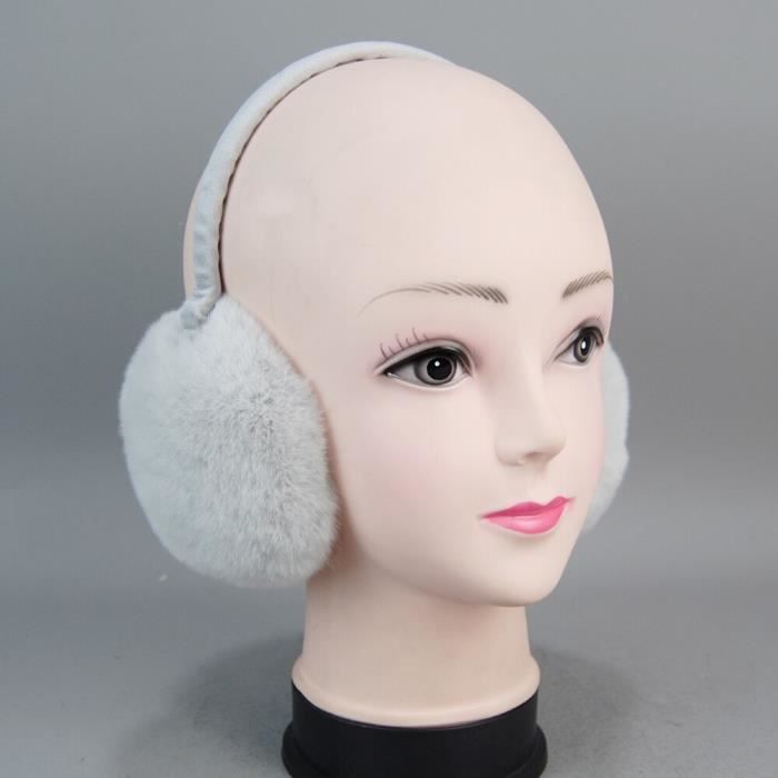 Cache-oreilles,Cache-oreilles élastiques en fourrure de lapin Rex ...