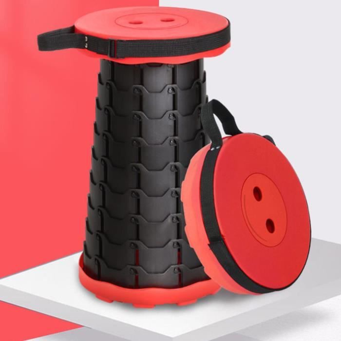 HST Tabouret Pliant Portable - Tabouret de Camping,Pêche/BBQ Rétractable,rouge 26*26*6.5-45cm ...